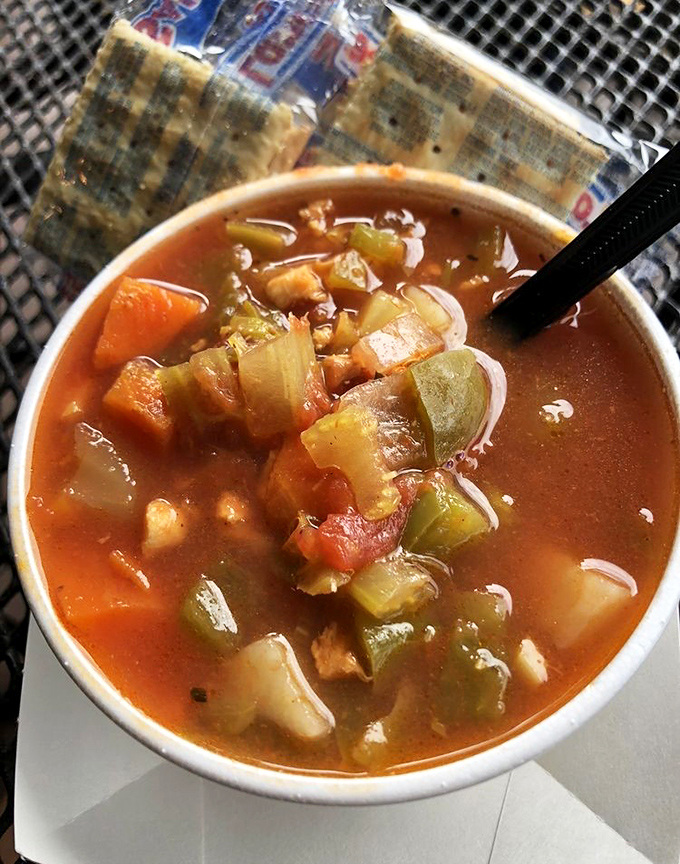 This conch chowder isn't just soup; it's a tomato-based Florida history lesson in a bowl, with chunks of conch playing the starring role.
