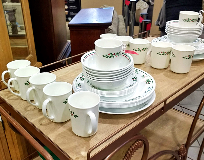 Holly Hobbie meets modern minimalism with these pristine dish sets. Someone's holiday traditions waiting to continue at your table.