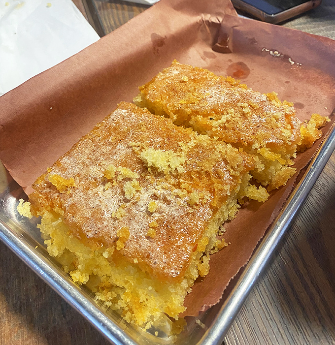 Golden cornbread with a sugary crust that shatters just right&mdash;the perfect vehicle for sopping up every last drop of BBQ sauce.