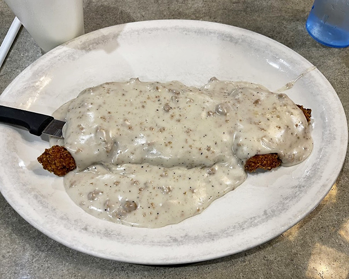 Country fried steak swimming in creamy gravy&mdash;comfort food that hugs you from the inside. Your diet can start tomorrow.