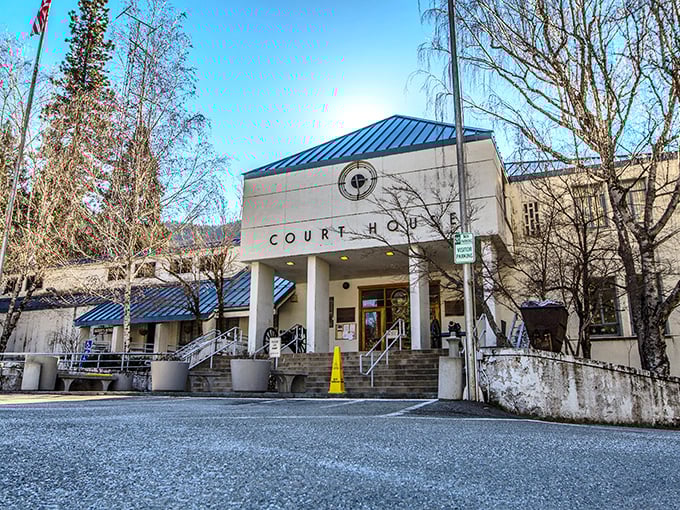 Downieville's courthouse stands as perhaps the most dignified building for miles around, where Sierra County justice has been dispensed with mountain-town sensibility for generations.