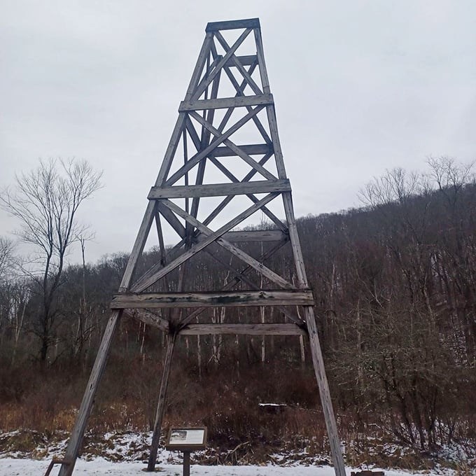 This rusted sentinel stands as testament to the boom days when fortunes were made and lost on a single drill bit's journey.