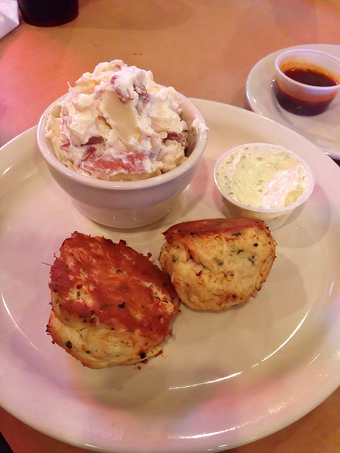 The legendary crab cakes arrive with zero pretension and maximum flavor. Mostly crab, minimal filler&mdash;the way nature and Delaware intended.