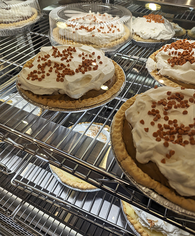 Cream pies with meringue so high they need their own zip code. These aren't desserts&mdash;they're architectural achievements with a sweet disposition.