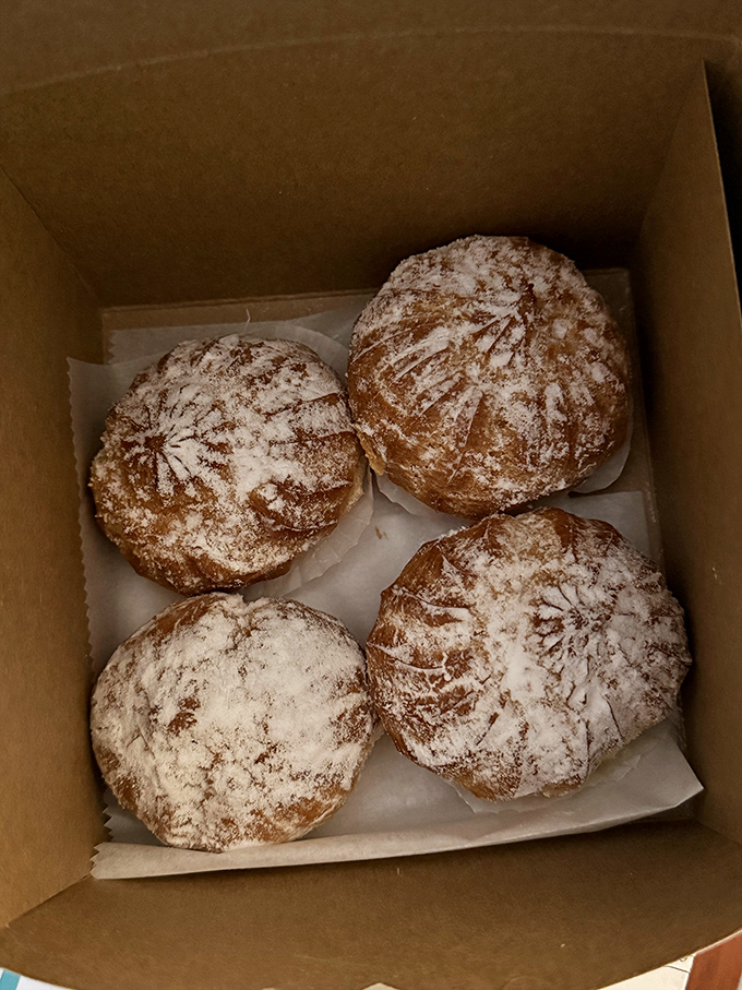 Cream puffs dusted with powdered sugar &ndash; little clouds of pastry that might actually be worth breaking a diet for.