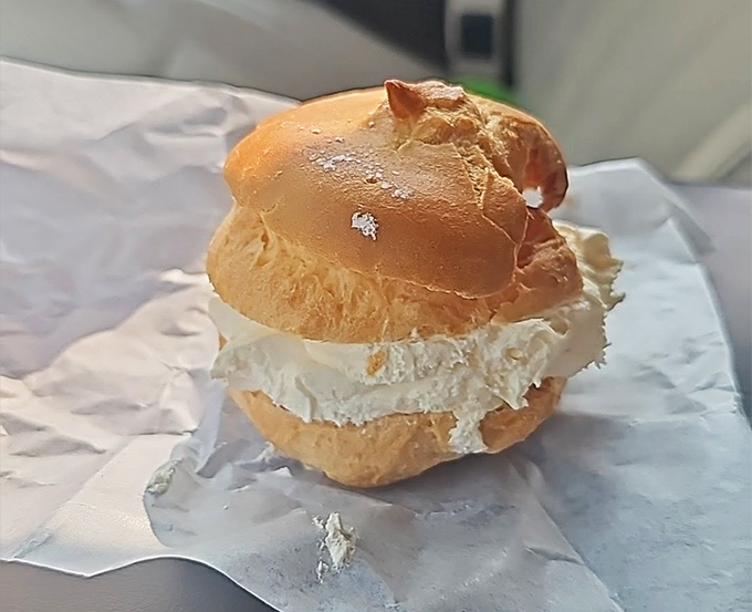 Not just a cream puff &ndash; a cloud of pastry cradling a snowdrift of fresh cream, waiting to dissolve on your tongue.
