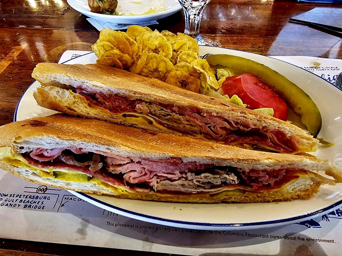 The Cuban sandwich&mdash;Tampa's version of diplomatic relations between ham, roast pork, Swiss, pickles, and mustard, all negotiating deliciously between pressed Cuban bread.
