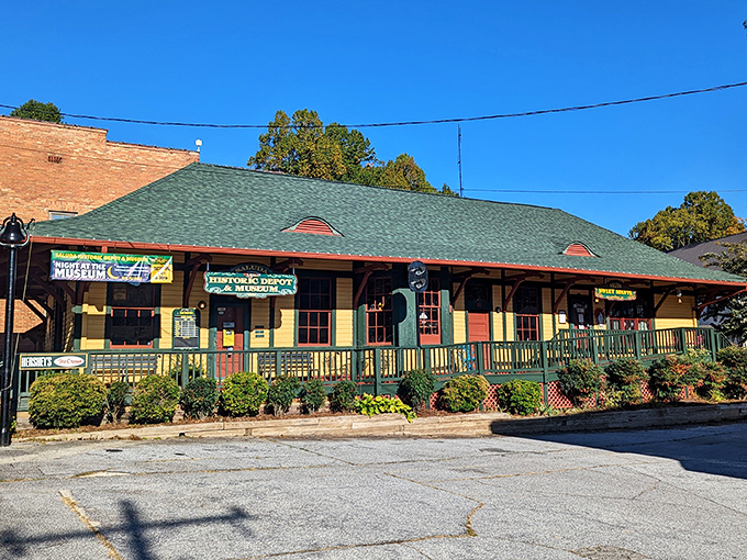 The Historic Depot Museum stands as a cheerful yellow sentinel, guarding railroad memories while welcoming curious travelers from near and far.