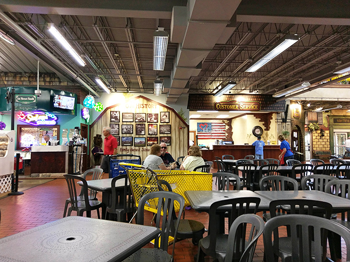 Refueling stations for marathon shoppers who need sustenance before tackling the next row of vendor booths.