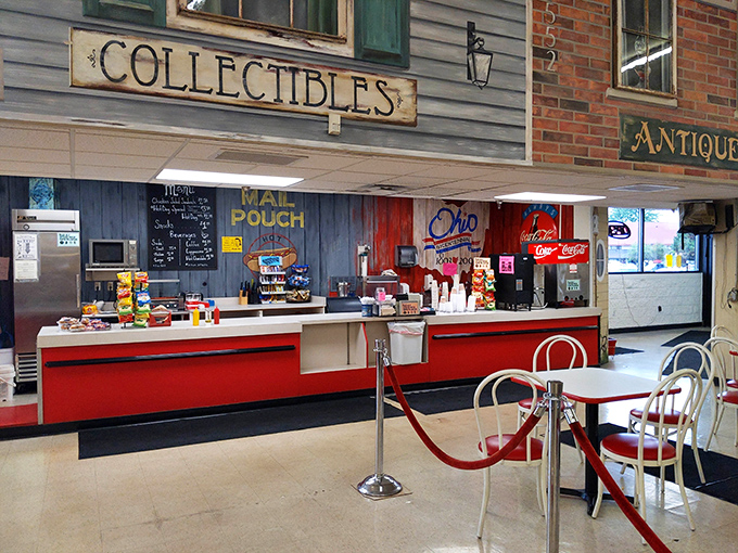 The "Mail Pouch" snack area offers a perfect pit stop when your treasure hunting stamina needs a quick recharge.