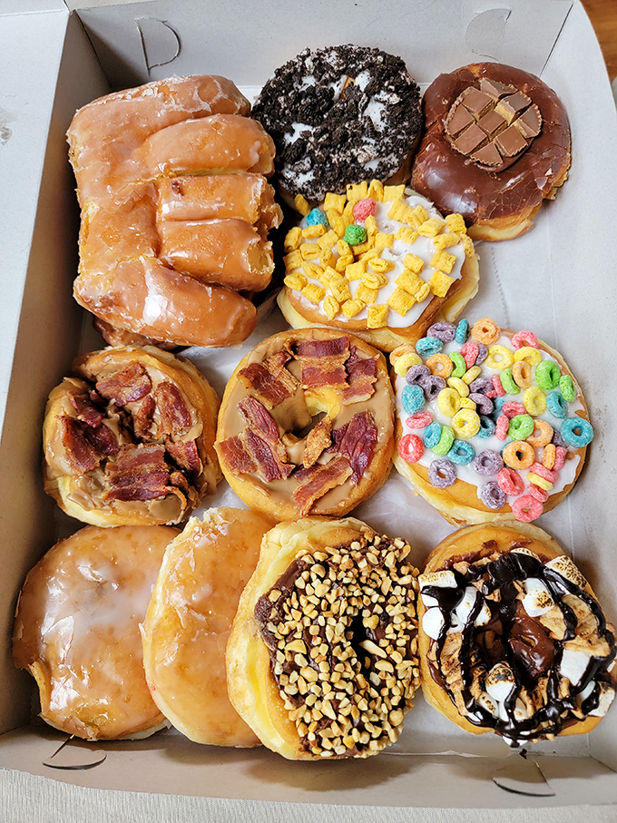 A box of joy containing more creativity than most art galleries&mdash;each donut a different expression of fried dough perfection.