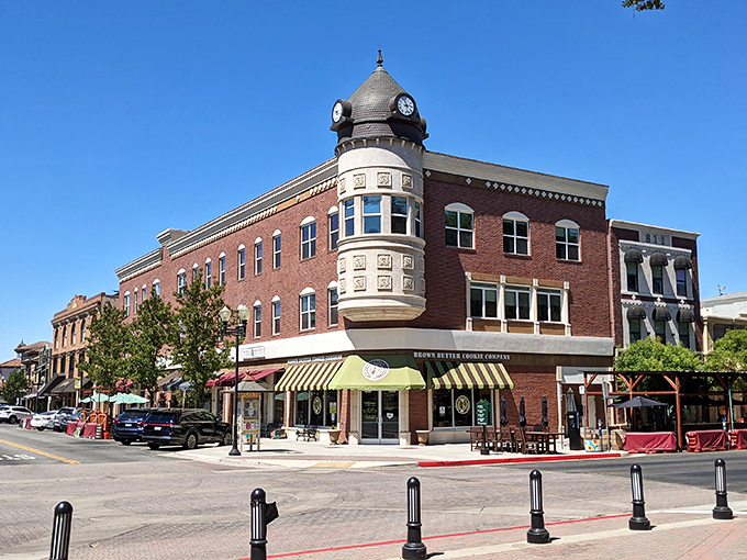 The iconic corner building anchors downtown with its distinctive turret &ndash; where coffee shops and boutiques invite leisurely exploration.