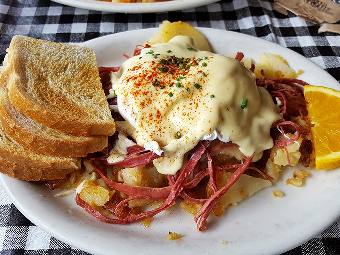 Eggs Benedict reimagined with a Portland twist. That hollandaise blanket is the comfort food equivalent of a weighted blanket.