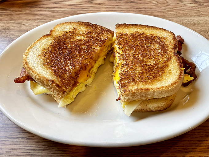 The breakfast sandwich that says, "Yes, you can have it all." Crispy, gooey, savory perfection between perfectly toasted bread.