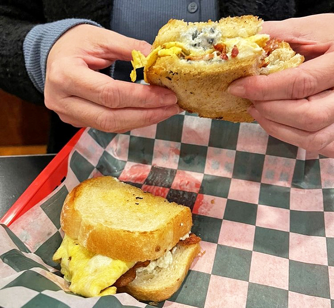 Breakfast sandwiches that make morning people out of night owls. Golden toast, fluffy eggs—this is why alarm clocks were invented.