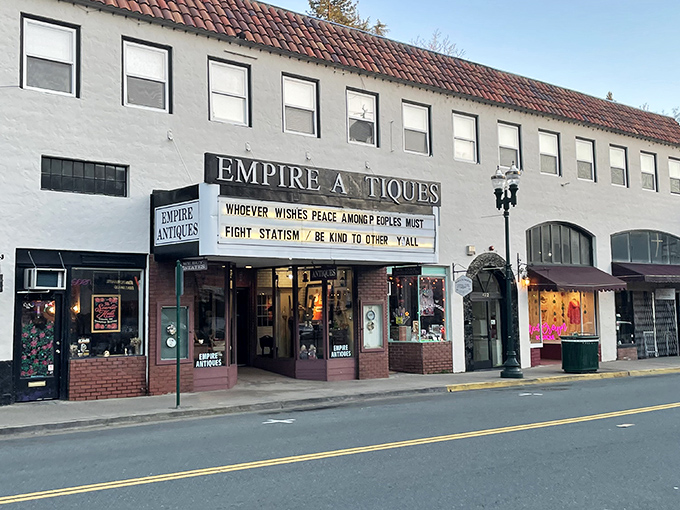Empire Antiques delivers wisdom on its marquee and treasures inside&mdash;where yesterday's ordinary becomes today's extraordinary find.
