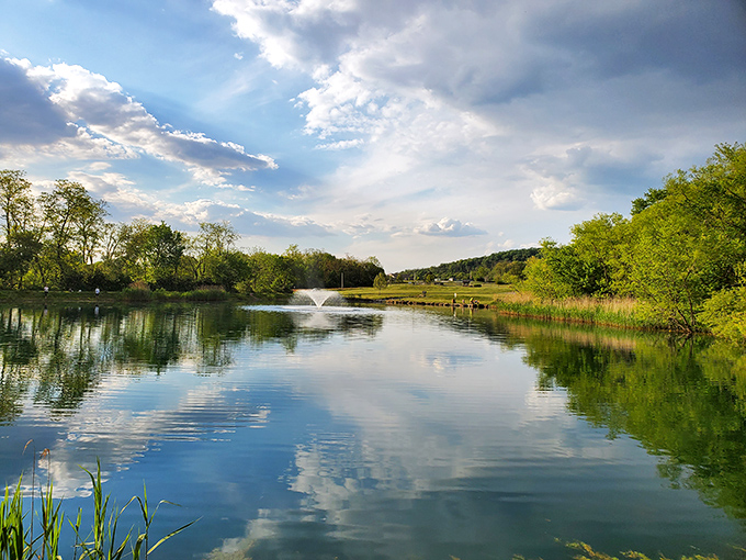 Nature provides the perfect backdrop at Ephrata Township Community Park, where reflections in still water mirror the peaceful pace of local life.