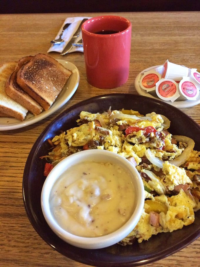 A farmer's scramble that could power you through plowing actual fields, complete with gravy that deserves its own fan club.
