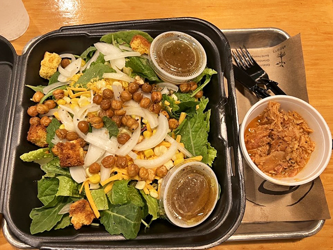 "I'll just have a salad," said no one ever at a BBQ joint &ndash; until they saw this farm-fresh creation topped with pulled chicken.