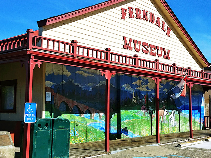 The Ferndale Museum's colorful facade invites history buffs and the curious alike to discover stories of dairy farms and Victorian pioneers.