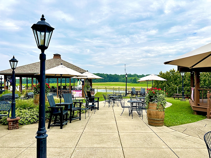 Wine tastes better with a view. Ferrante's patio offers the perfect setting for contemplating life's big questions, like "Another glass? Why not!"