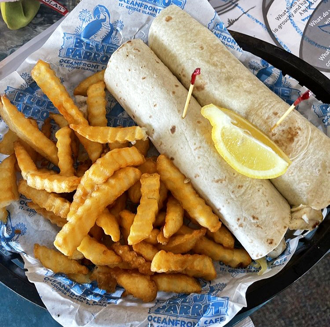 The wrap that launched a thousand return trips&mdash;simple fish tacos elevated by the knowledge they were swimming nearby just hours ago.