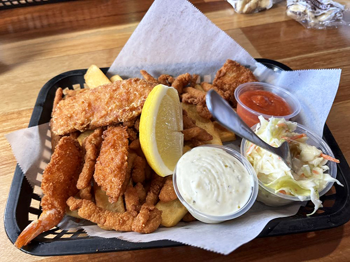 The fisherman's platter doesn't just feed you&mdash;it tells stories of the sea with each crispy, golden morsel of perfectly fried seafood.