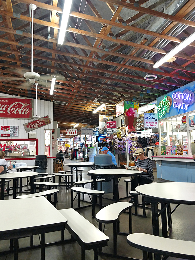 The beating heart of any great flea market—a food court where the people-watching is as delicious as the comfort food.
