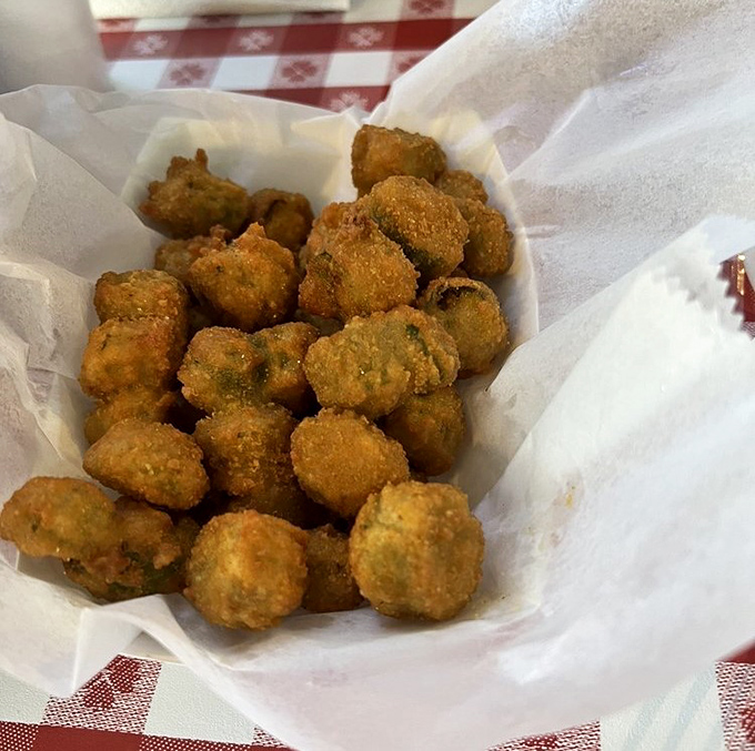 Fried okra that could convert even the most stubborn okra skeptics. Little golden nuggets of Southern tradition that crunch like a dream.
