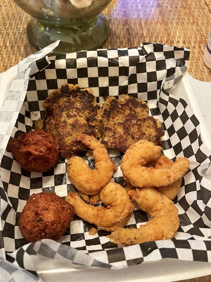 This isn't just a fried seafood basket&mdash;it's a treasure chest of Gulf goodness where each golden morsel competes for the title of "best bite."