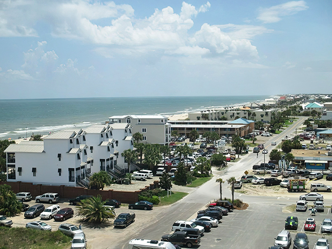 Beach cottages line Gulf Beach Drive like a pastel parade, each one promising lazy mornings and sunset toasts from screened-in porches.