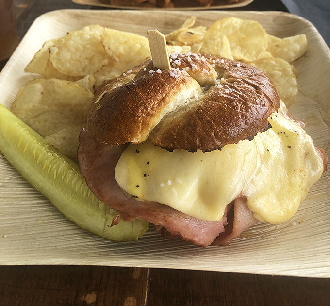 Not just a sandwich, but a statement. This pretzel roll creation proves Fox Meadows takes their savory offerings as seriously as their sweets.