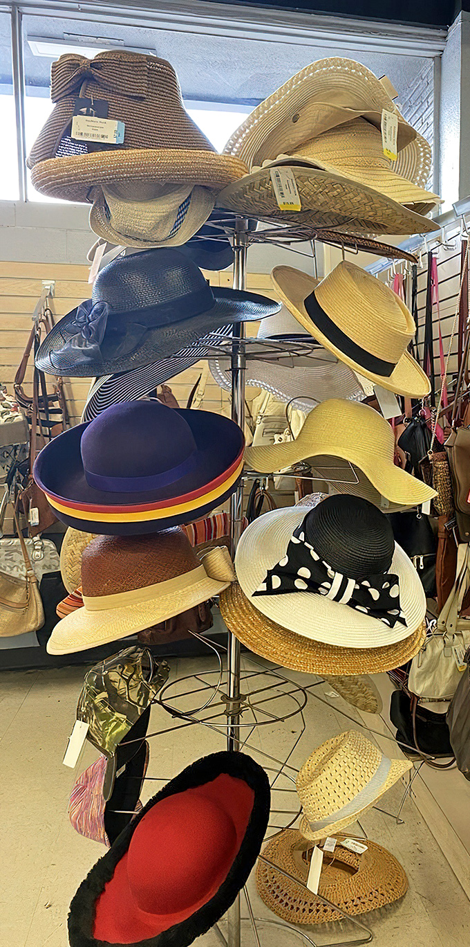 The hat section could outfit an entire Kentucky Derby crowd. That polka-dotted number might just be your ticket to standing out at Nashville's next outdoor concert.