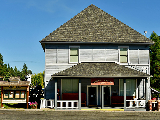 Heritage Junction Museum stands as McCloud's memory keeper, its weathered siding and welcoming porch inviting visitors to step back into the town's lumber-rich past.