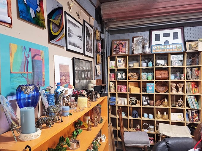 A meticulously organized treasure trove where each cubby holds the potential to become someone's perfect conversation piece or cherished memento.