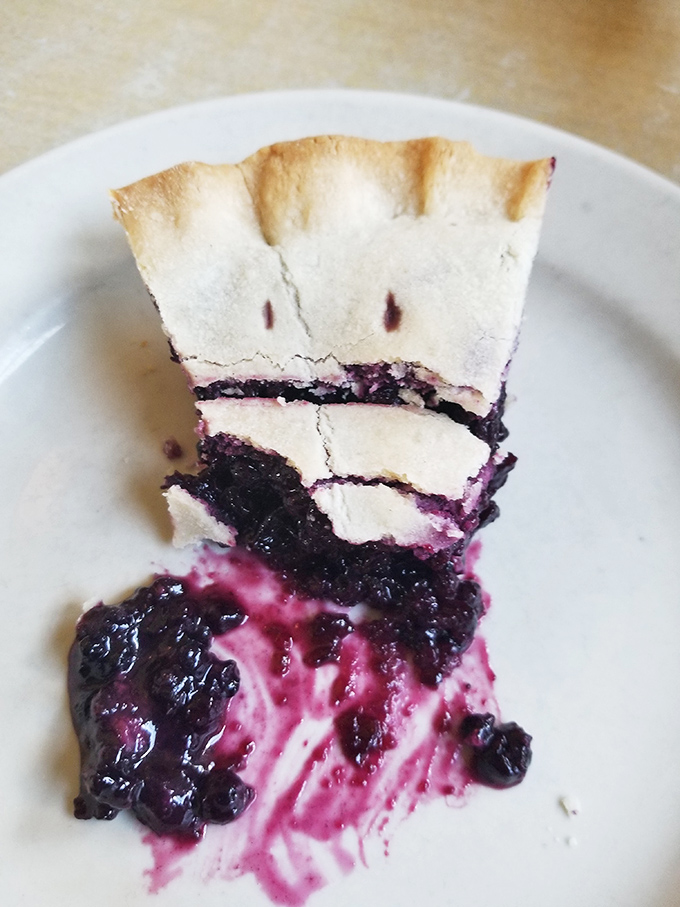 Pie that makes you contemplate moving to Wellsboro. The perfect ratio of fruit to crust, with that beautiful purple stain that says "this was made with actual berries."