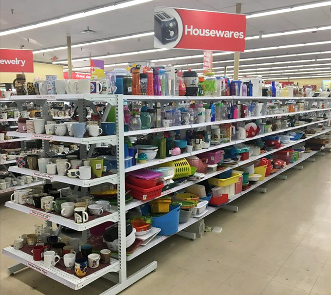 The housewares section: where coffee mugs from strangers' vacations and perfectly functional blenders find their second chance at kitchen stardom.