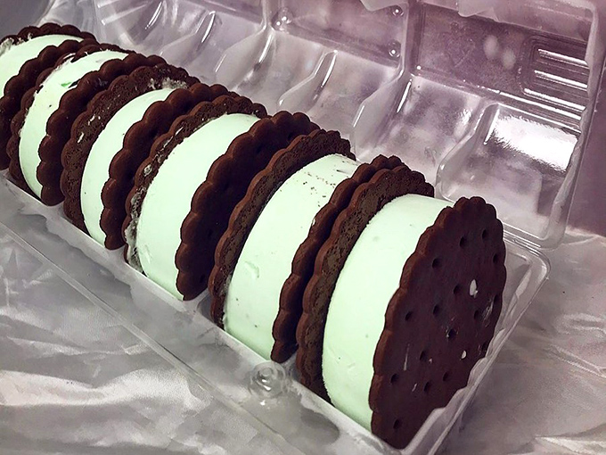 Ice cream sandwiches lined up like edible dominos&mdash;chocolate cookies embracing mint ice cream in a perfect marriage of textures.