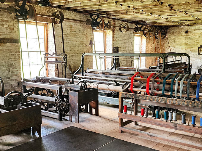 Industrial Revolution meets art installation &ndash; these vintage looms tell stories of craftsmanship that would make your smartphone-assembled life blush with embarrassment.