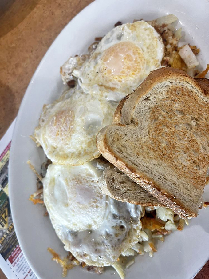 This isn't just breakfast&mdash;it's a masterpiece of morning engineering where eggs, potatoes, and meat create the perfect bite every time.