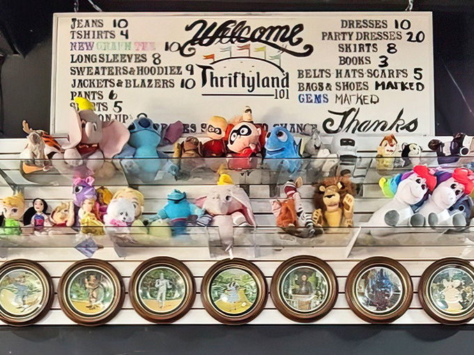 The pricing board reveals the beautiful simplicity of thrift store economics &ndash; where ten dollars can transform your wardrobe completely.