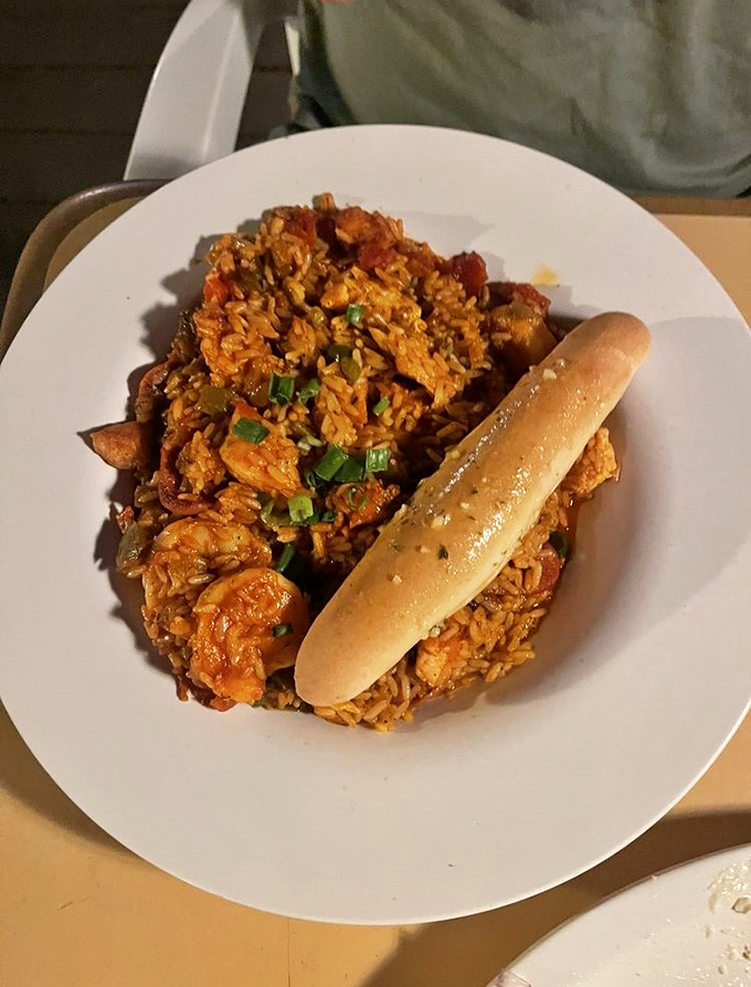 Jambalaya so loaded with seafood treasures, it's like finding Blackbeard's culinary chest in one bowl.