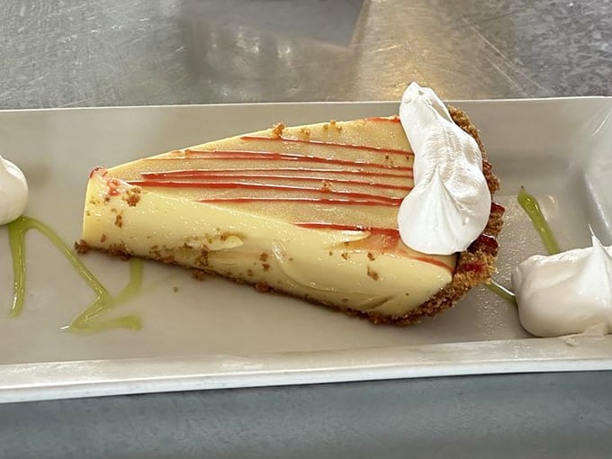 The perfect finale: authentic Key lime pie that captures sunshine and tropical dreams in every bite.