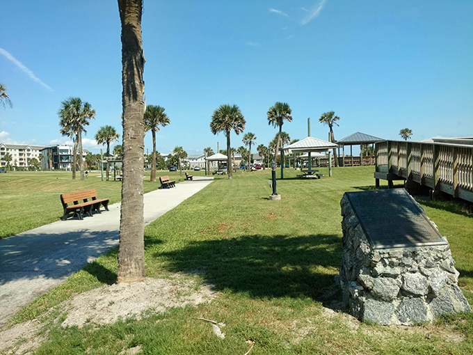 Palm trees stand sentinel over benches where you can contemplate life's big questions, like "Why don't I live here already?"