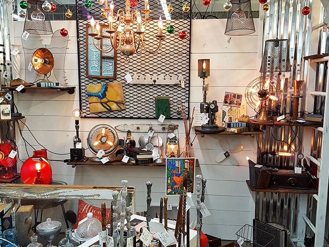 This lighting display could illuminate the set of a Wes Anderson film&mdash;quirky, vintage, and absolutely impossible to leave without buying something.