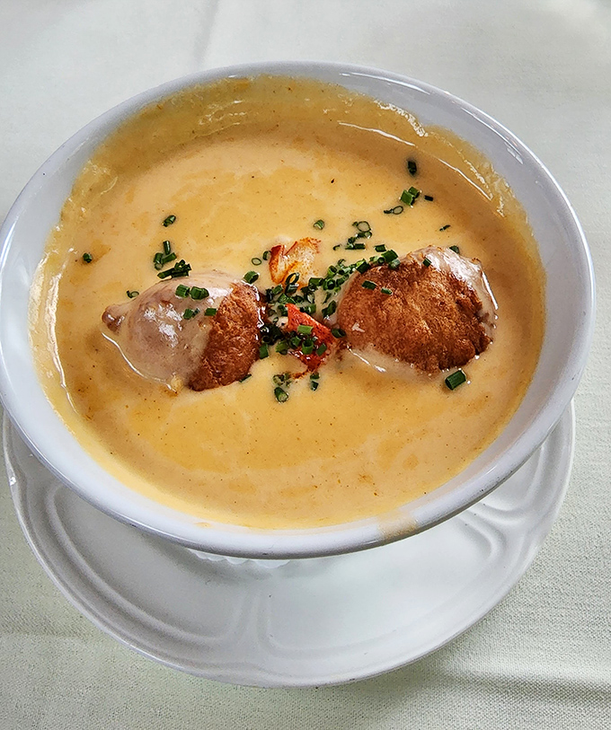 This isn't just lobster bisque&mdash;it's a creamy ocean symphony with chunks of lobster playing the solo. Spoons up for this liquid luxury!