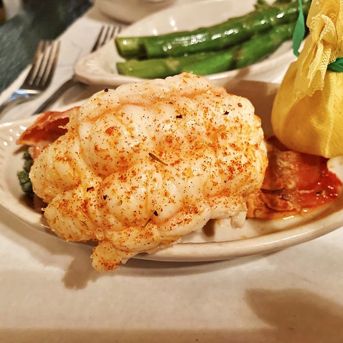 This lobster tail isn't just seafood &ndash; it's an oceanic celebration on a plate, perfectly seasoned and ready to be dunked in that clarified butter.