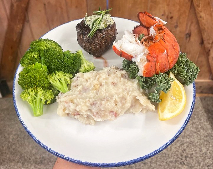 The surf and turf that dreams are made of&mdash;a petite filet, sweet lobster meat, and mashed potatoes that clearly weren't an afterthought.