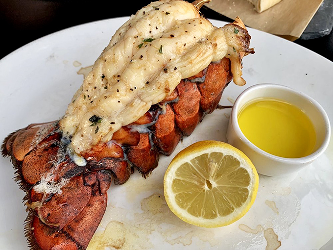 The legendary lobster tail&mdash;perfectly split, expertly broiled, and served with drawn butter that's basically liquid gold. This is why people drive across state lines.
