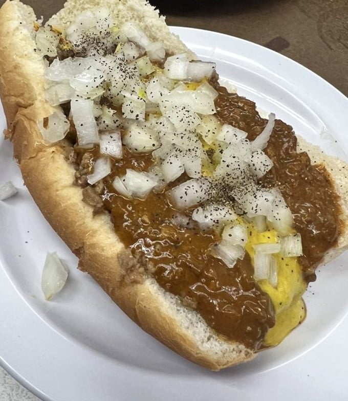 The "Loose Burger" in all its messy glory. Like a coney dog that decided to ditch the casing and live its best life.